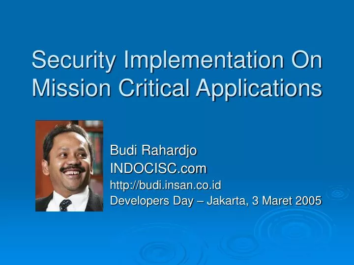 PPT - Security Implementation On Mission Critical Applications ...