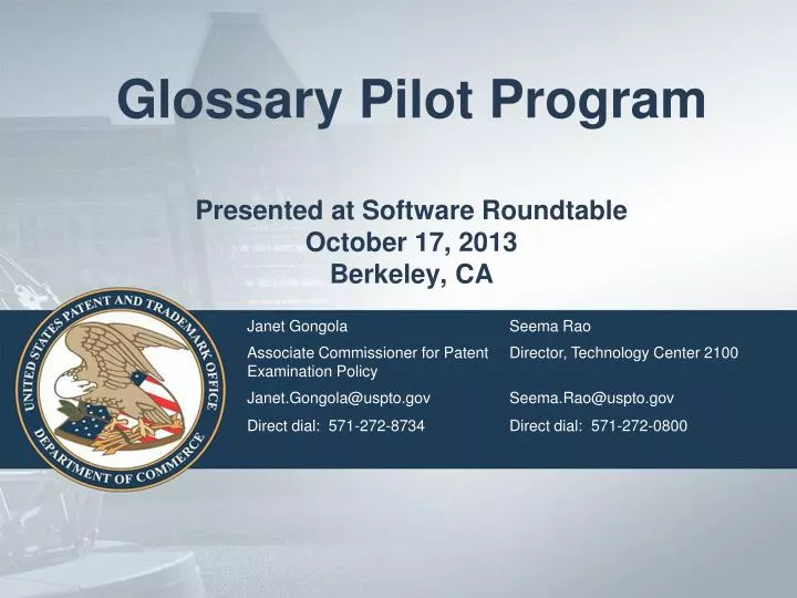 PPT - Glossary Pilot Program Presented at Software Roundtable October ...