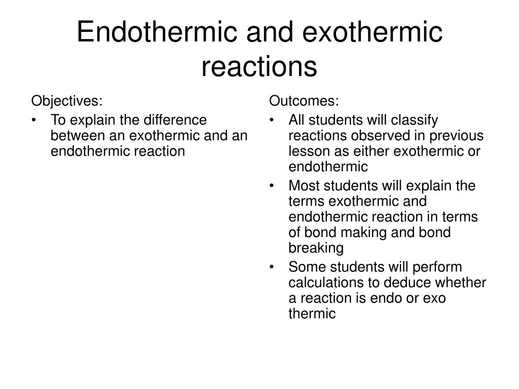 Ppt Endothermic And Exothermic Reactions Powerpoint Presentation