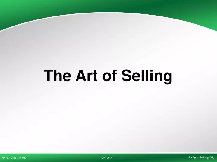 PPT - The Art of Selling PowerPoint Presentation, free download - ID ...
