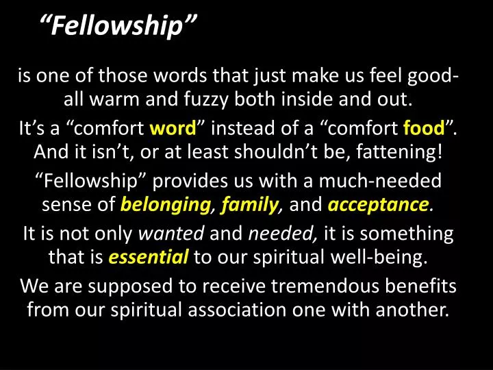 PPT - “Fellowship” PowerPoint Presentation, free download - ID:6182663