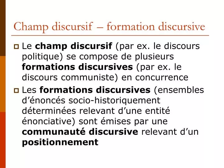 PPT - Champ discursif – formation discursive PowerPoint Presentation ...