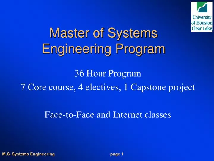 PPT - Master of Systems Engineering Program PowerPoint Presentation ...