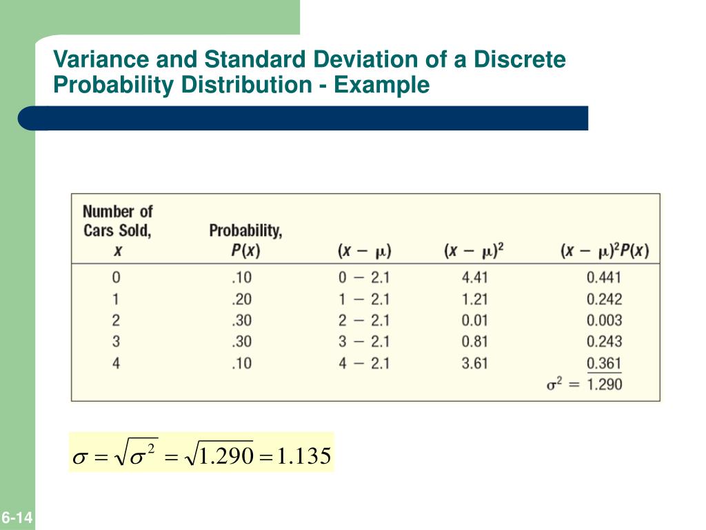Mean Variance And Standard Deviation Of A Probability Distribution ... Mean Variance And Standard Deviation Of A Probability Distribution ...
