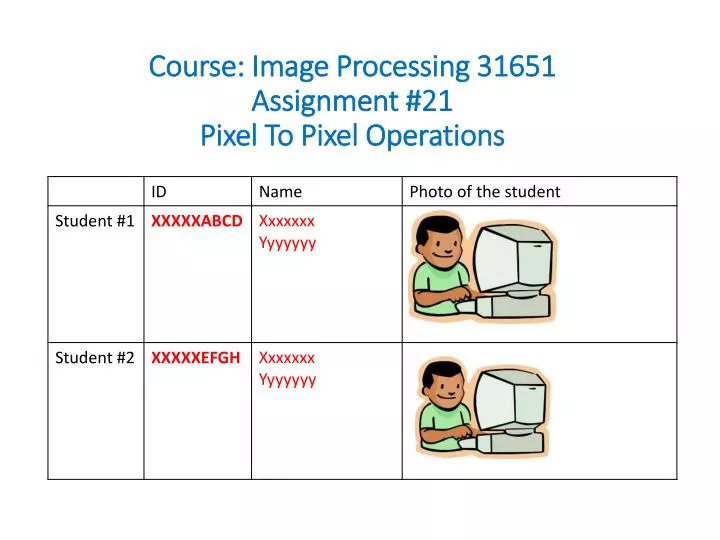 PPT - Course: Image Processing 31651 Assignment #21 Pixel To Pixel ...
