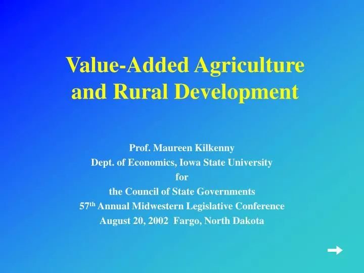 PPT - Value-Added Agriculture and Rural Development PowerPoint ...