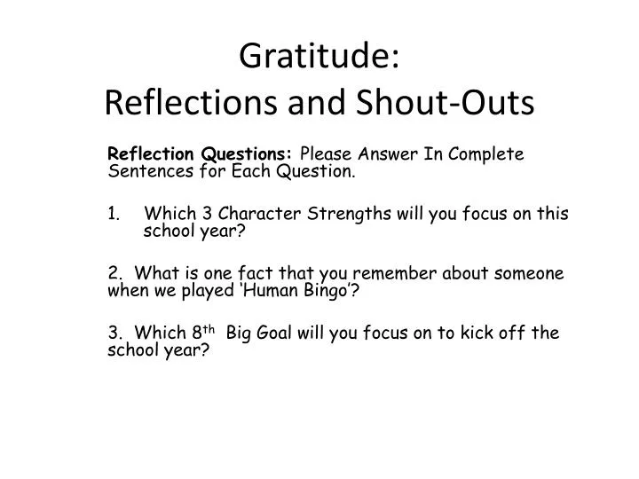 PPT - Gratitude: Reflections and Shout-Outs PowerPoint Presentation ...