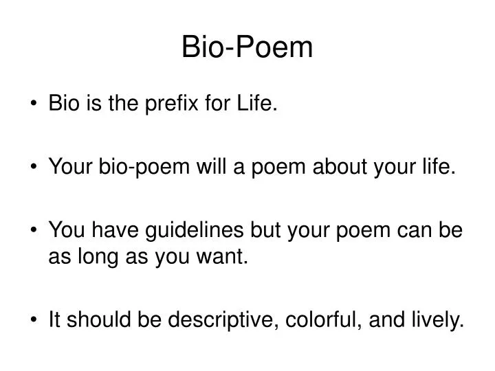 PPT - Bio-Poem PowerPoint Presentation, free download - ID:6191304
