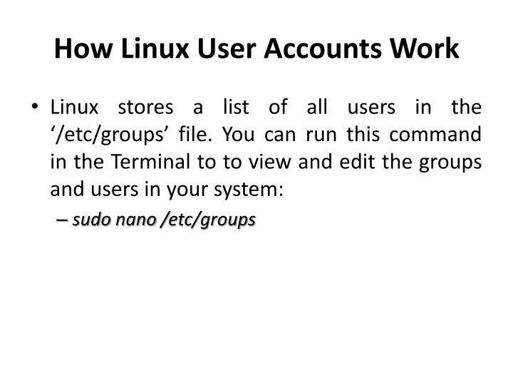 PPT - Linux Users and Groups Management PowerPoint Presentation - ID:6192045