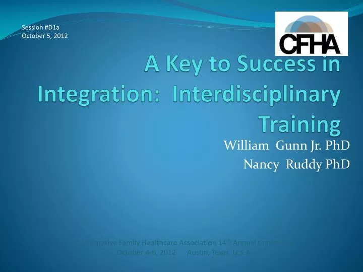 PPT - A Key to Success in Integration: Interdisciplinary Training ...