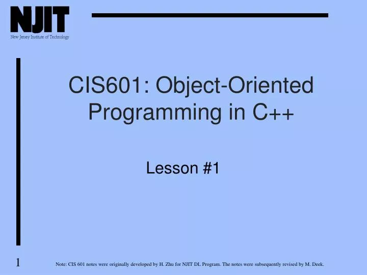 Ppt Cis601 Object Oriented Programming In C Powerpoint 6861