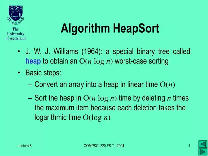 PPT - Algorithm HeapSort PowerPoint Presentation, free download - ID ...