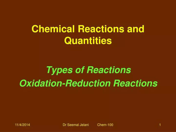 PPT - Chemical Reactions and Quantities PowerPoint Presentation, free ...