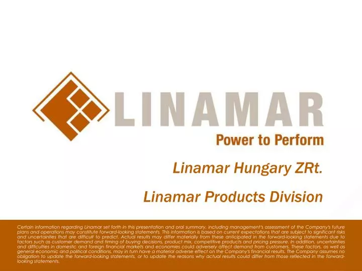 PPT - Linamar Hungary ZRt. Linamar Products Division PowerPoint ...