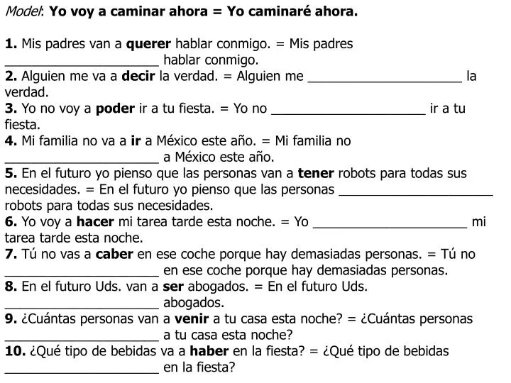 PPT - Model : Yo voy a caminar ahora = Yo caminaré ahora. PowerPoint ...