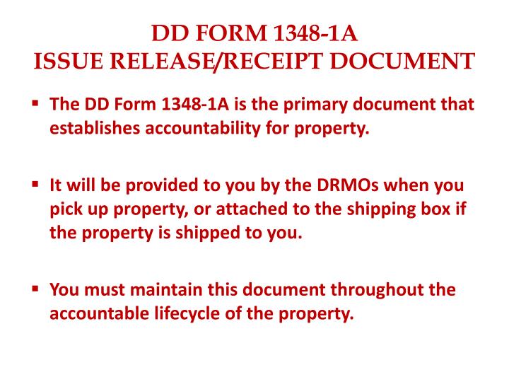 PPT - DD FORM 1348-1A ISSUE RELEASE/RECEIPT DOCUMENT PowerPoint ...
