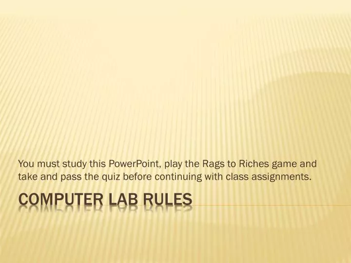 PPT - Computer Lab Rules PowerPoint Presentation, free download - ID ...