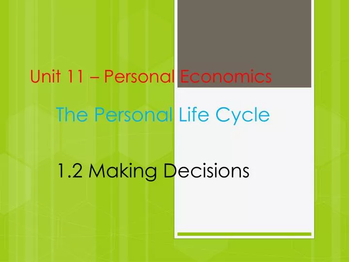 PPT - Unit 11 – Personal Economics PowerPoint Presentation, free ...