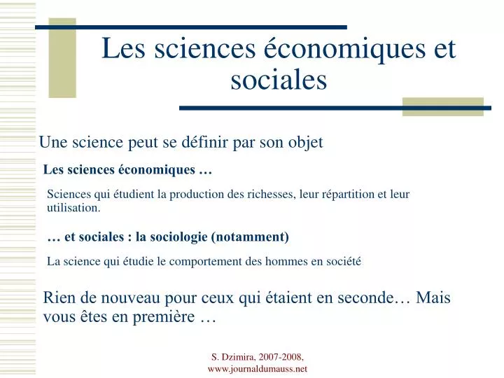 PPT - Les sciences économiques et sociales PowerPoint Presentation ...