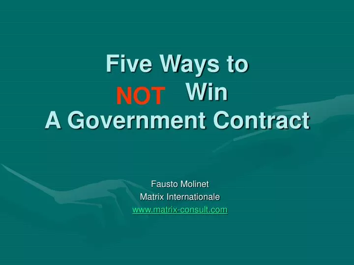 PPT - Five Ways to Win A Government Contract PowerPoint Presentation ...