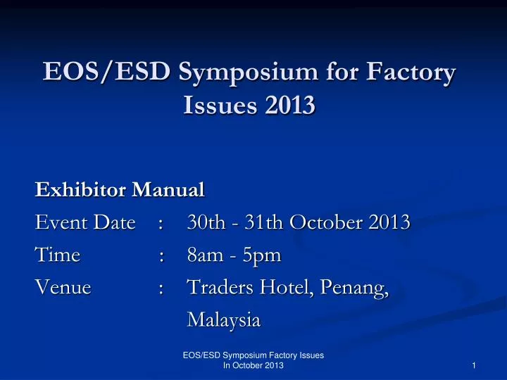 PPT - EOS/ESD Symposium for Factory Issues 2013 PowerPoint Presentation ...