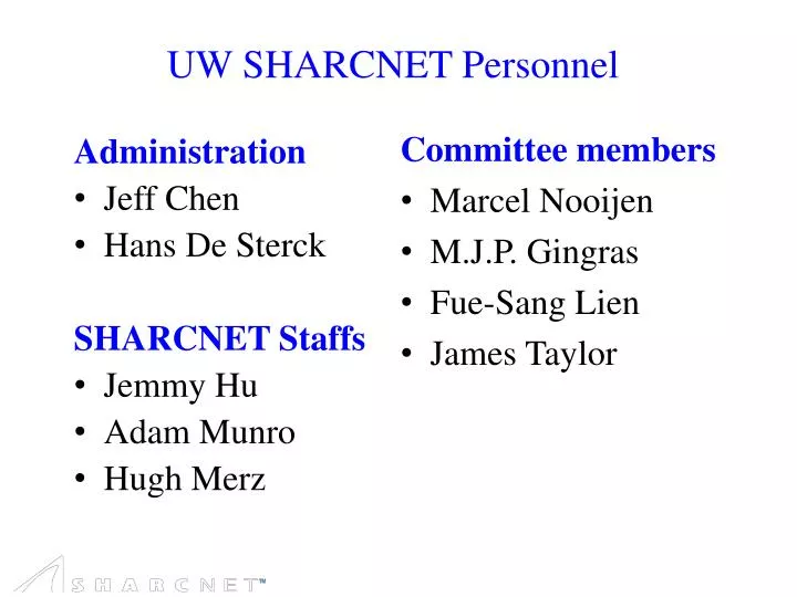 PPT - UW SHARCNET Personnel PowerPoint Presentation, free download - ID ...