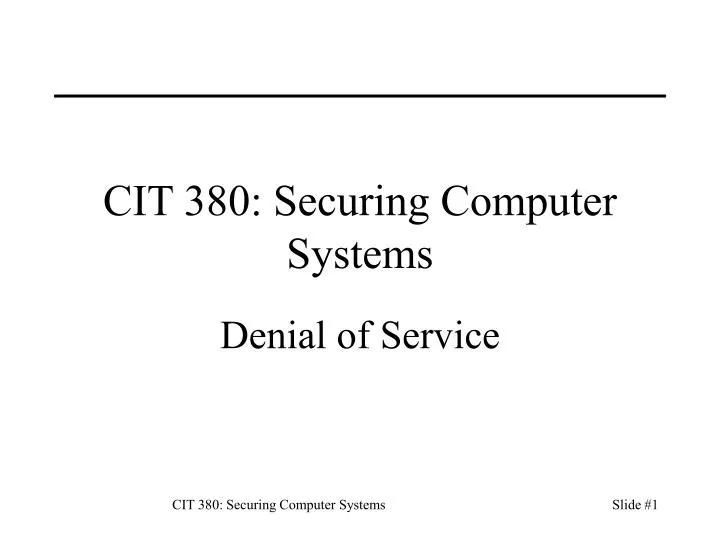 PPT - CIT 380: Securing Computer Systems PowerPoint Presentation, free ...