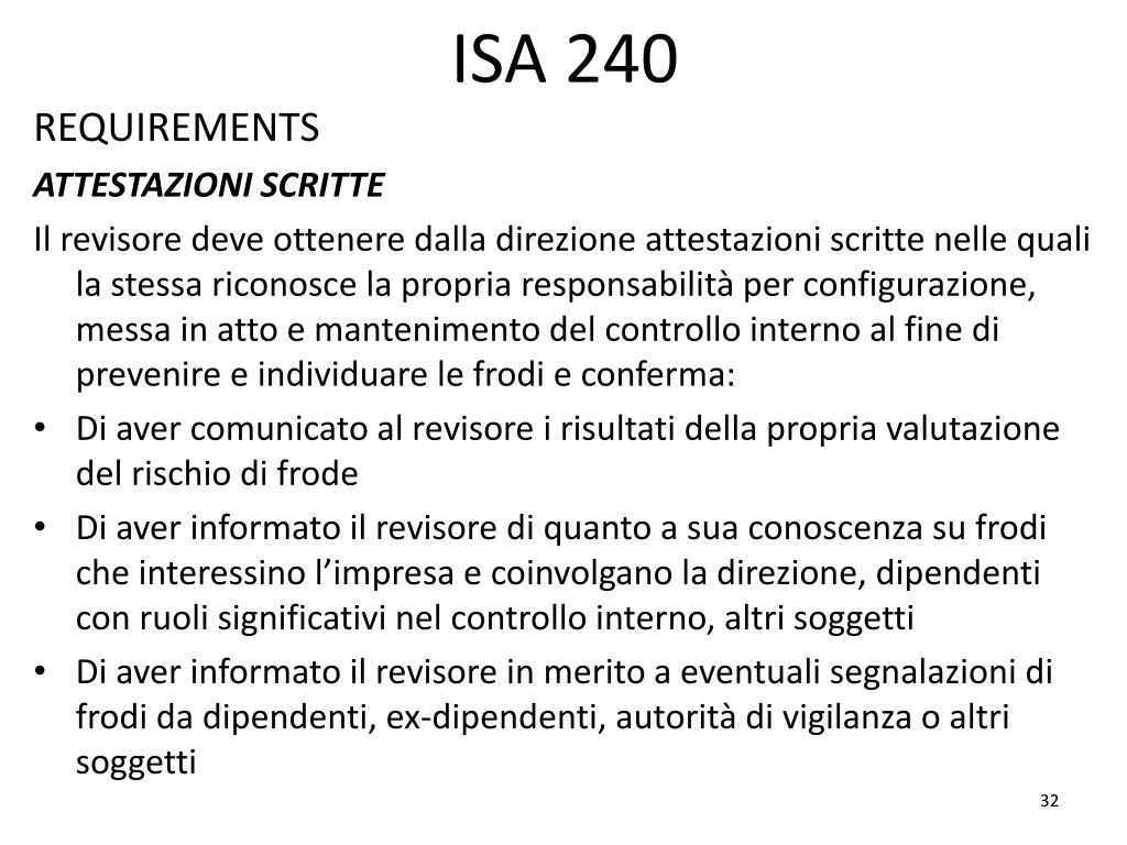 PPT - ISA 240 e Casi Pratici di fallimento del Controllo Interno a ...