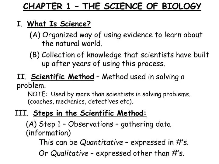 PPT - CHAPTER 1 – THE SCIENCE OF BIOLOGY PowerPoint Presentation, free ...