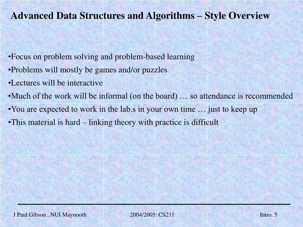 Ppt Cs211 Algorithms And Data Structures With Gui Programming 2004 2005 Powerpoint Presentation