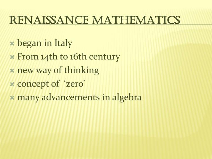 PPT - MEDIEVAL AND RENAISSANCE MATHEMATICS PowerPoint Presentation - ID ...