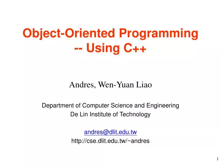 Ppt Object Oriented Programming Using C Powerpoint Presentation 6764