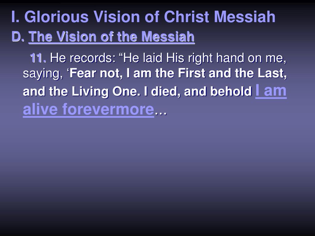 PPT - Welcome to the Revelation Study The Glorious Vision, Chapter one ...