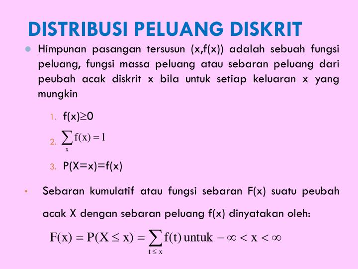 PPT - Probabilitas dan statistika_5 ( variabel acak DAN FUNGSI ...