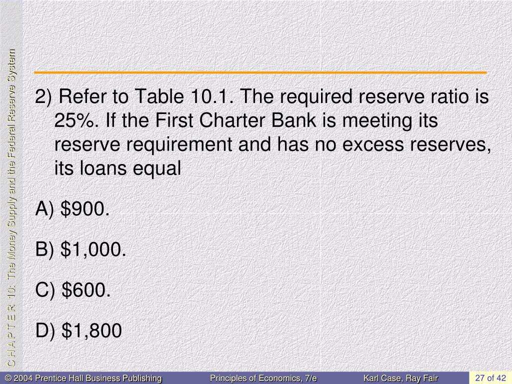 PPT - 1) The required reserve ratio is 5%. The money multiplier is A) 0 ...