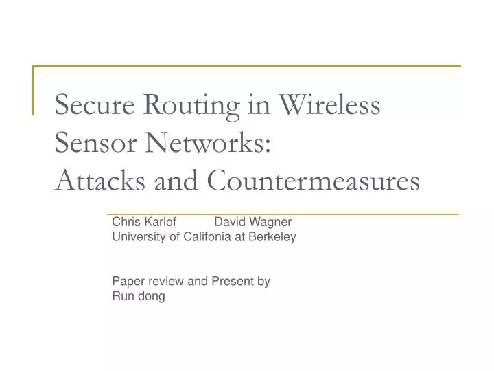 Ppt Secure Routing In Wireless Sensor Networks Attacks And