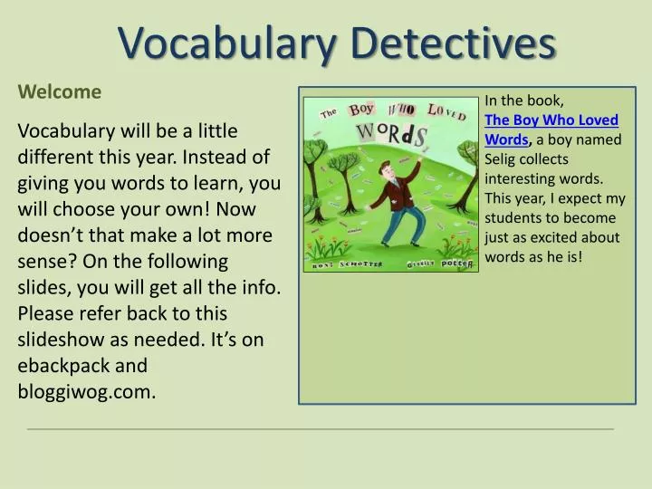 PPT - Vocabulary Detectives PowerPoint Presentation, free download - ID ...