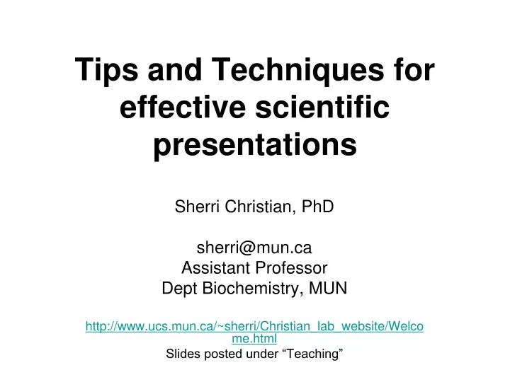 PPT - Tips and Techniques for effective scientific presentations ...
