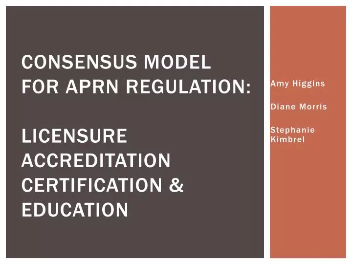 PPT - Consensus model for aprn regulation: Licensure accreditation ...