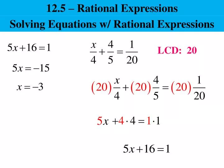 PPT - 12.5 – Rational Expressions PowerPoint Presentation, free ...