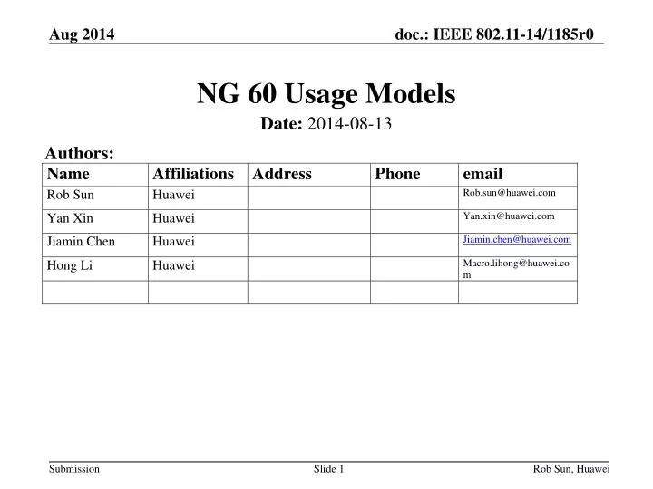 PPT - NG 60 Usage Models PowerPoint Presentation, free download - ID ...