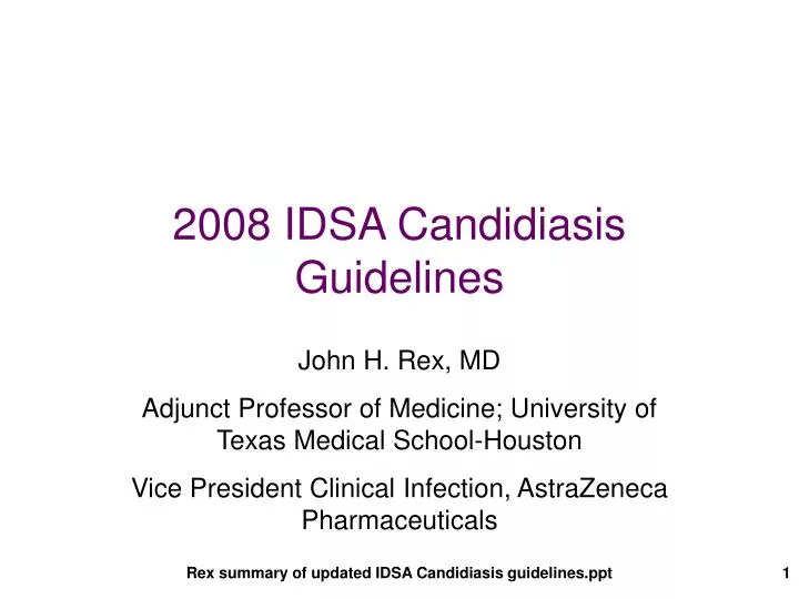 PPT - 2008 IDSA Candidiasis Guidelines PowerPoint Presentation, free ...