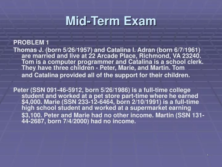 PPT - Mid-Term Exam PowerPoint Presentation, free download - ID:6237447