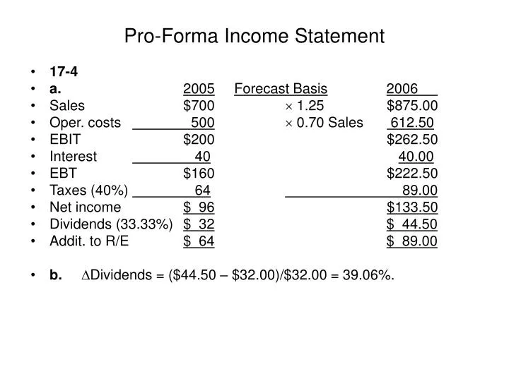 PPT - Pro-Forma Income Statement PowerPoint Presentation, free download ...