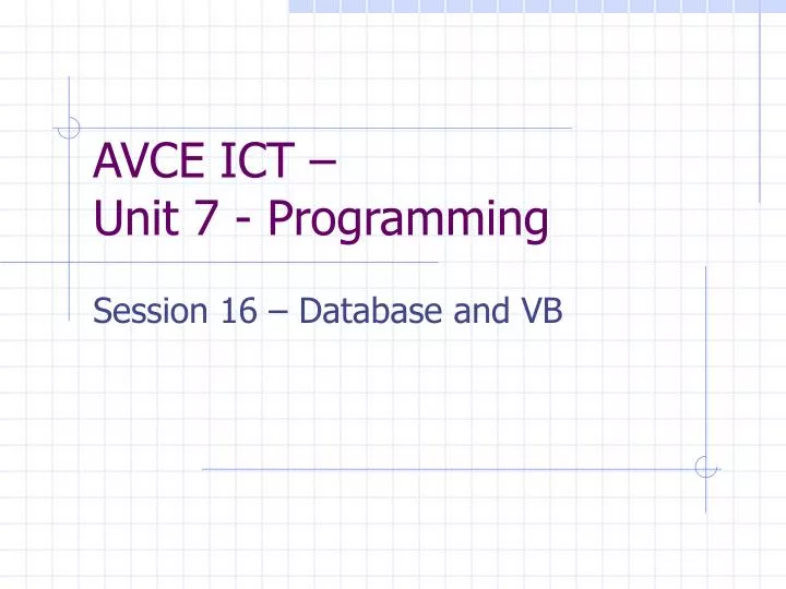 PPT - AVCE ICT – Unit 7 - Programming PowerPoint Presentation, free ...