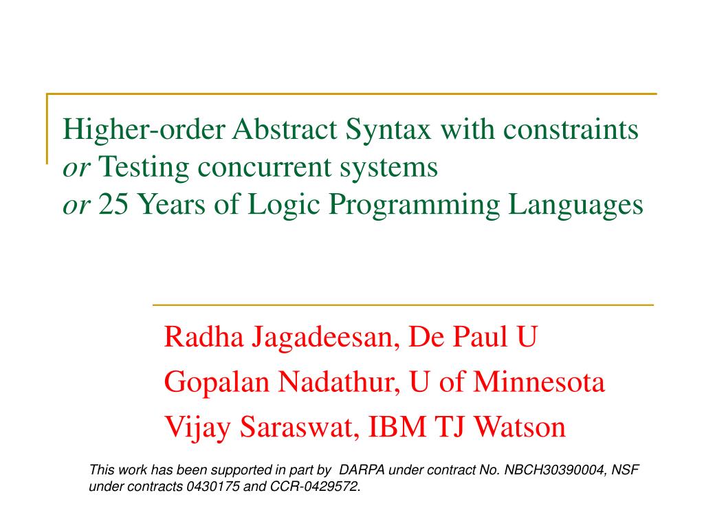 PPT - Radha Jagadeesan, De Paul U Gopalan Nadathur, U of Minnesota ...