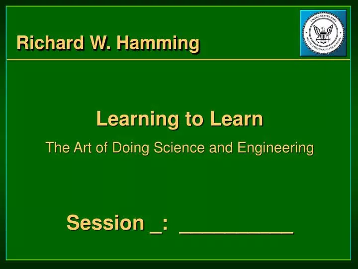 PPT - Richard W. Hamming PowerPoint Presentation, free download - ID ...