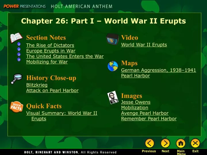 PPT - Chapter 26: Part I – World War II Erupts PowerPoint Presentation ...
