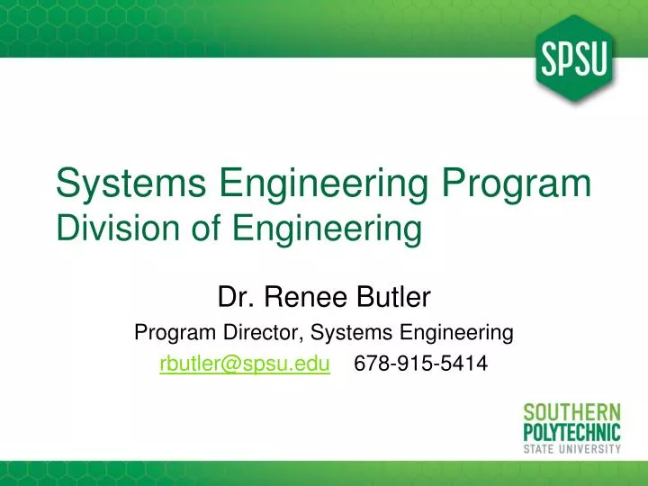 PPT - Systems Engineering Program Division of Engineering PowerPoint ...