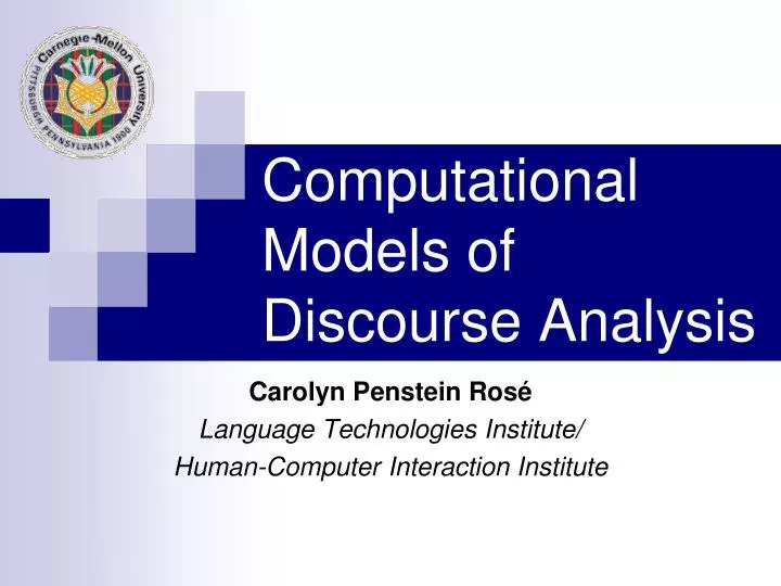 PPT - Computational Models of Discourse Analysis PowerPoint Presentation - ID:6245853